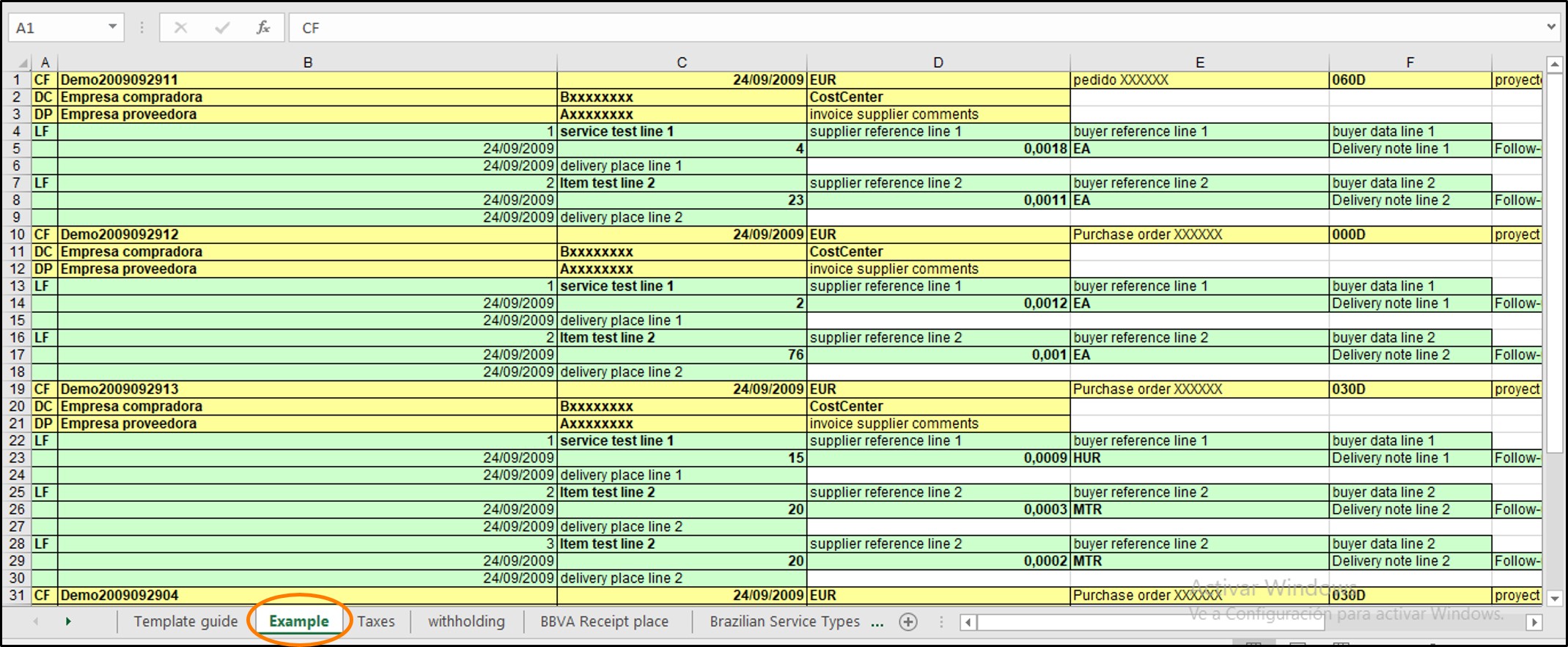 Descarga da planilha modelo para criação de fatura por arquivo Excel