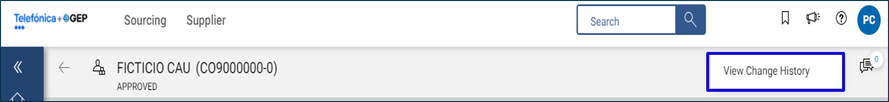 How to view the change history of my company profile in GEP?
