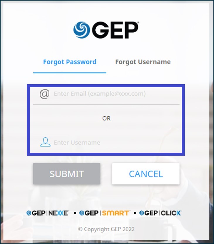 How to reset the password in the GEP SMART system?